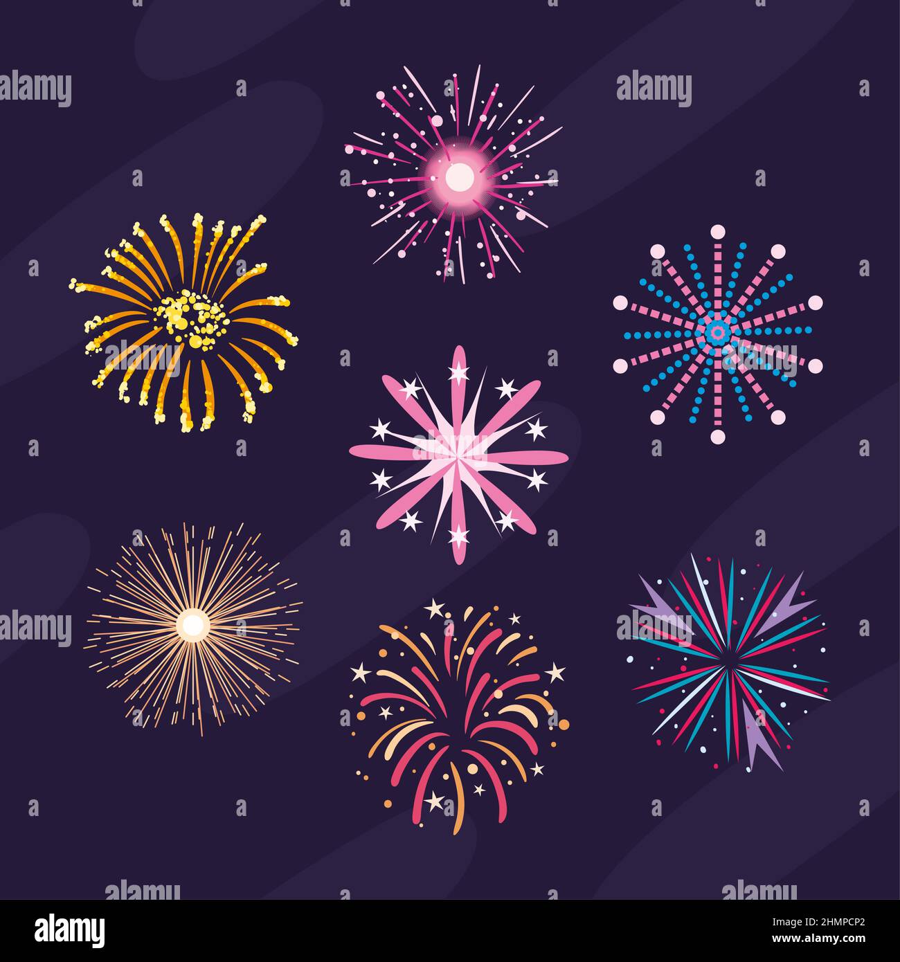 set of seven fireworks explosions Stock Vector Image & Art - Alamy