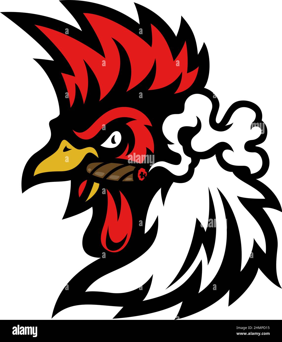 Aggressive Rooster Smoking Cigar Mascot Design Stock Vector Image & Art ...