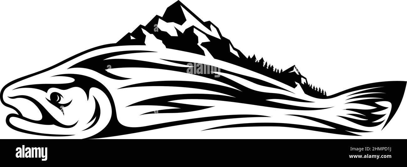 Salmon Fish with its Fin Shaped As Mountain Stock Vector Image & Art ...