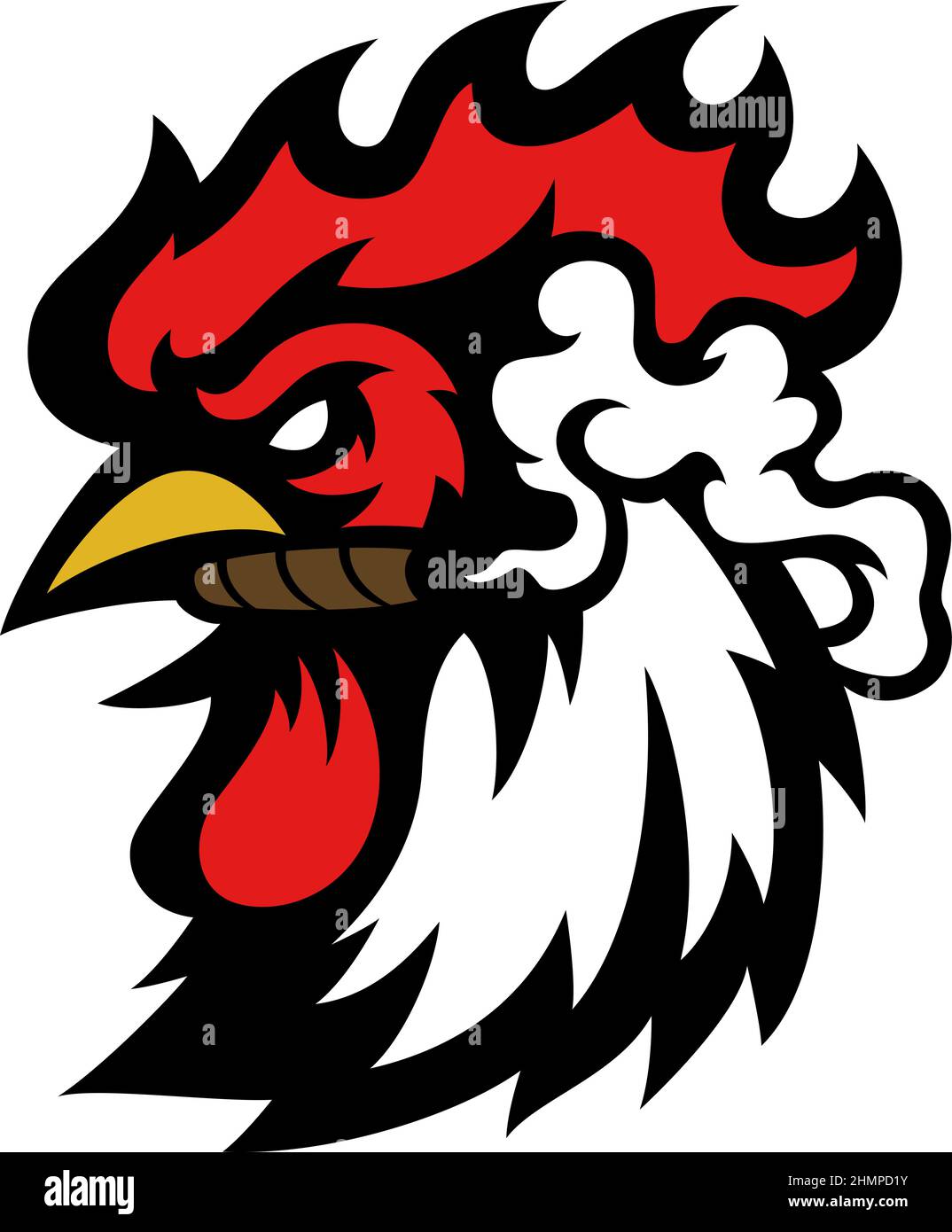 Aggressive Rooster Smoking Cigar Mascot Design Stock Vector Image & Art ...