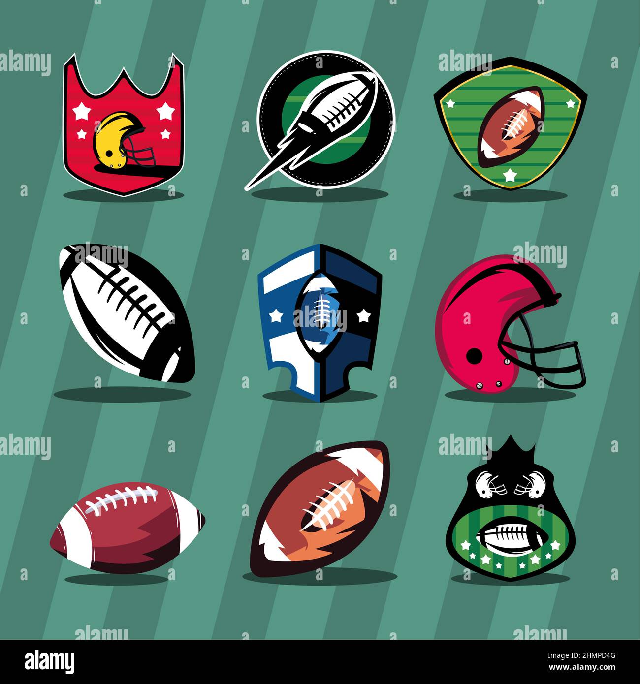 set of nine american football items Stock Vector Image & Art - Alamy