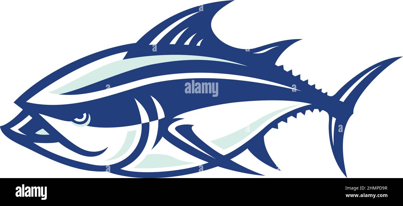 Strong Atlantic Blue Fin (Bluefin) Tuna Swimming Stock Vector Image ...