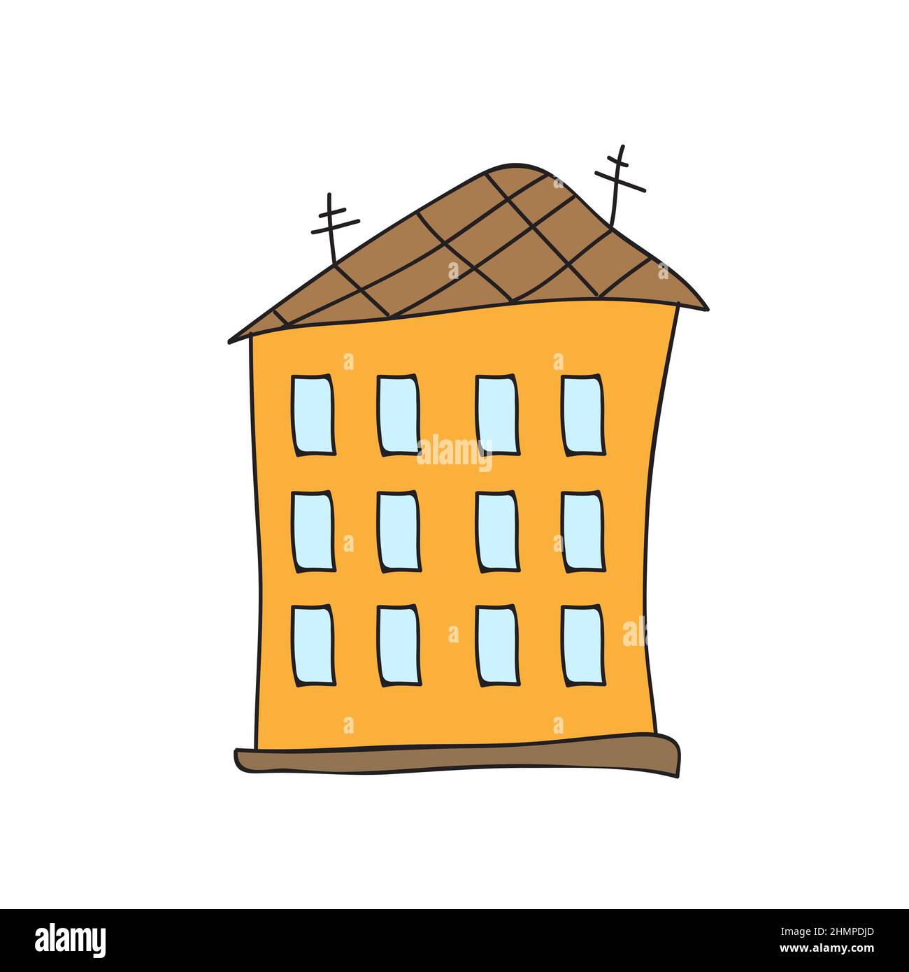 Multi storey building on white background. Simple cartoon town ...