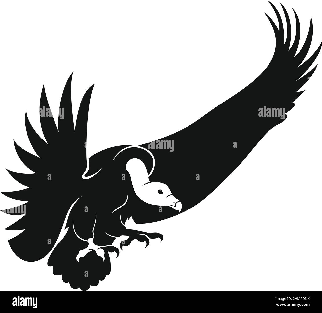 Black Vulture Flying Down vector Stock Vector Image & Art - Alamy
