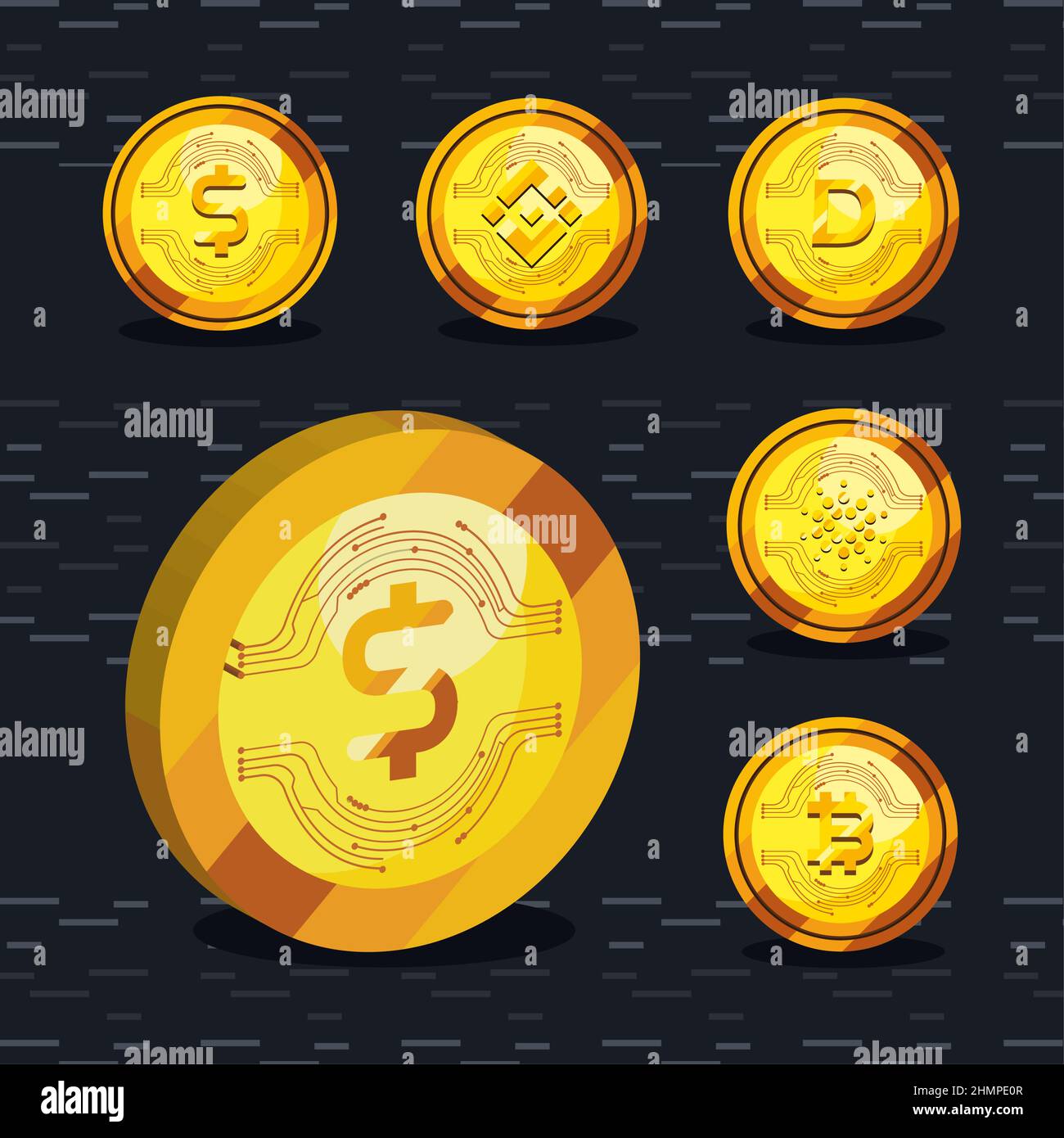 Six coins Stock Vector Images - Alamy