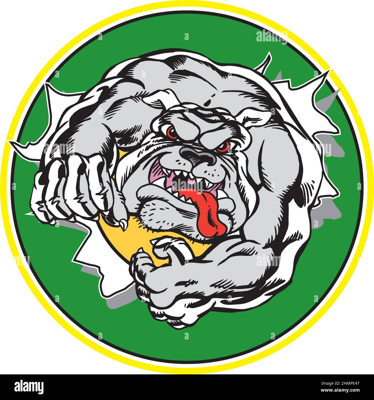Bulldog Mascot Busting Out Front Vector Illustration Stock Vector Image ...