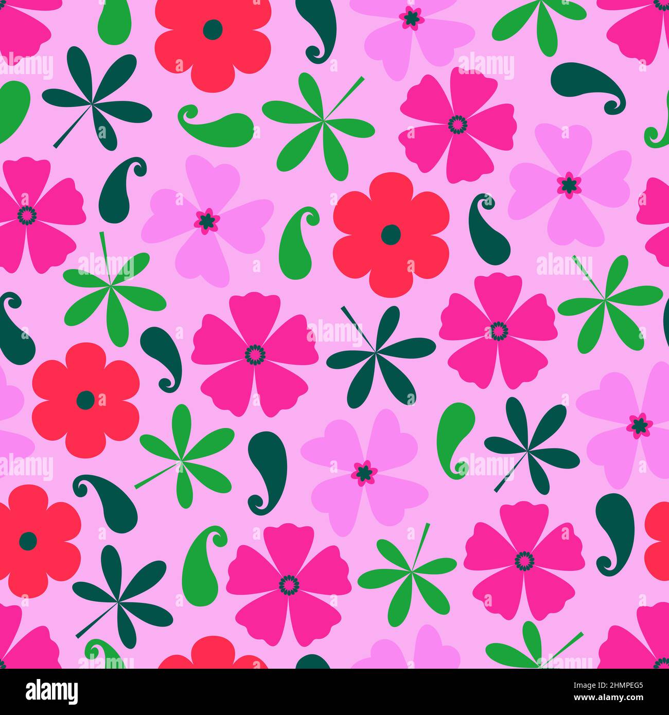 Decorative trendy beautiful abstract flower vector seamless pattern ...