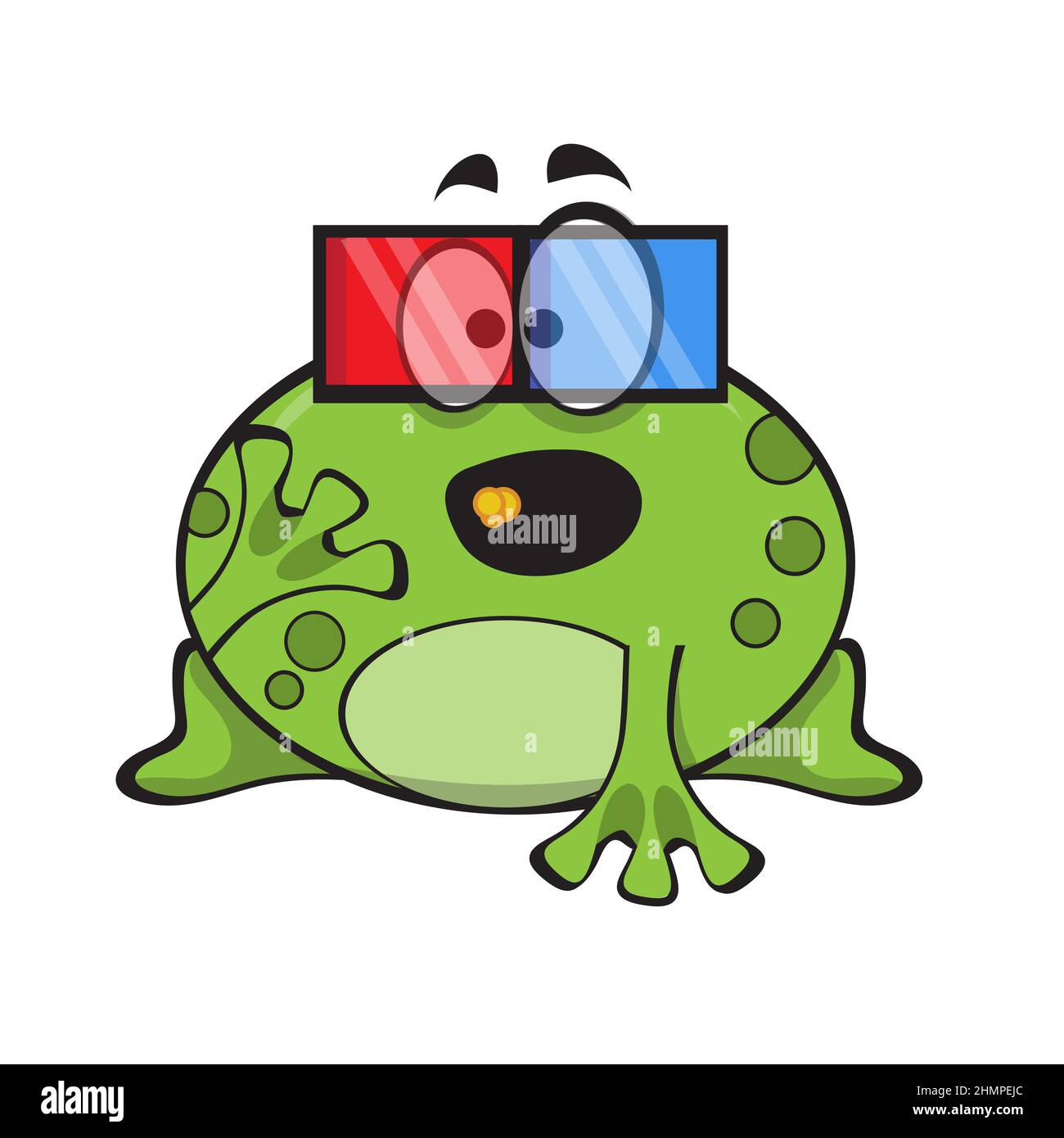 Cute frog eating popcorn and watch movie in 3d glasses. Cute cartoon ...