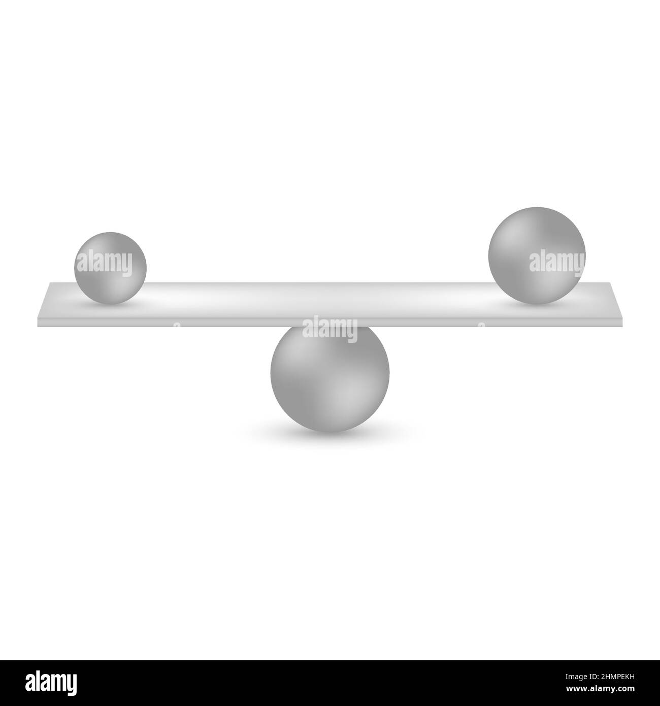 Balance of unequals. Spheres balancing on seesaw. 3d illustration Stock ...