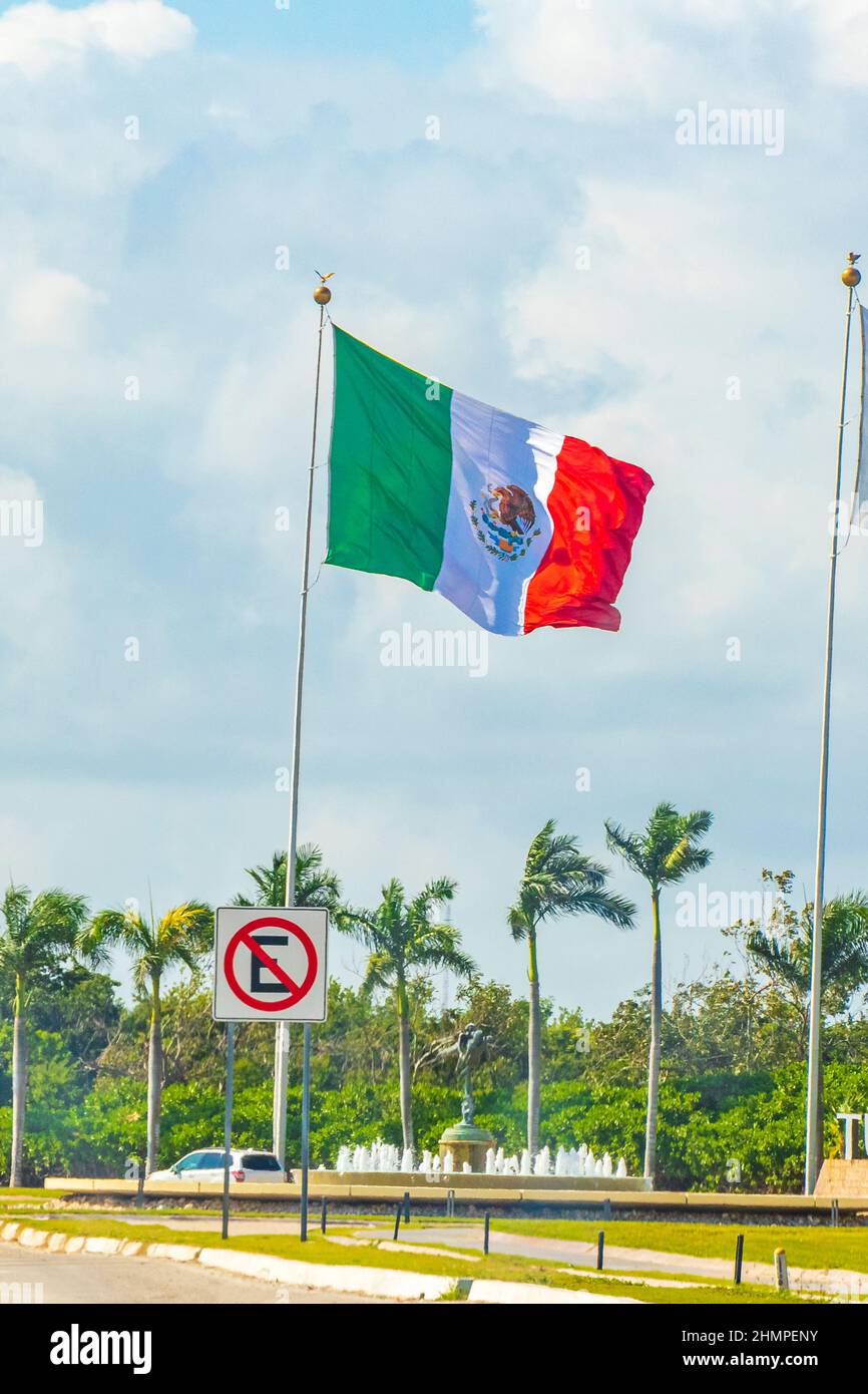 Huge mexican green white red flag at the PGA Riviera Maya Tulum country ...