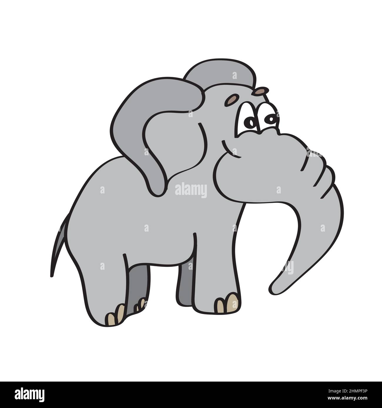 Cute cartoon elephant on white. Vector illustration in simple hand ...