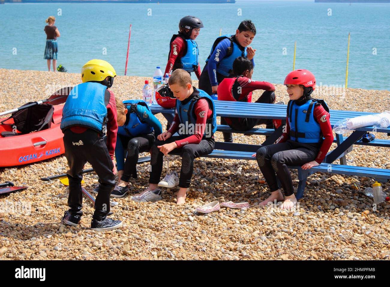 School group after sailing lesson Stock Photo - Alamy