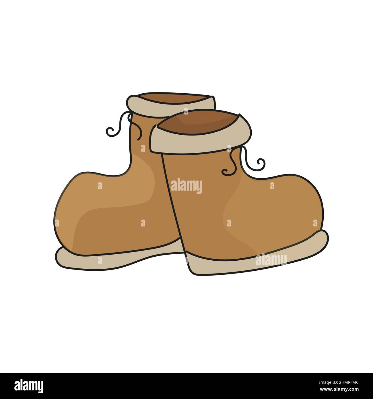 Pair of brown boots - simple cartoon illustration isolated on white ...
