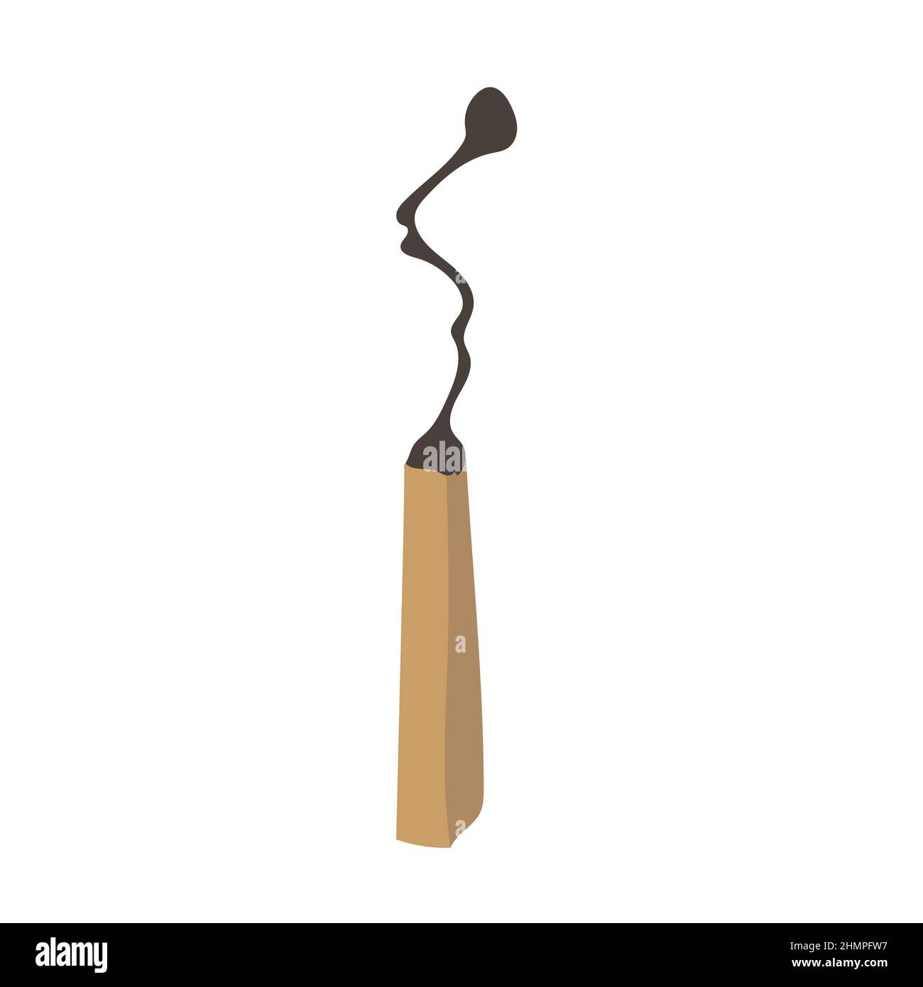 Burnt match. Black charred stick. Flat simple cartoon style, on white ...
