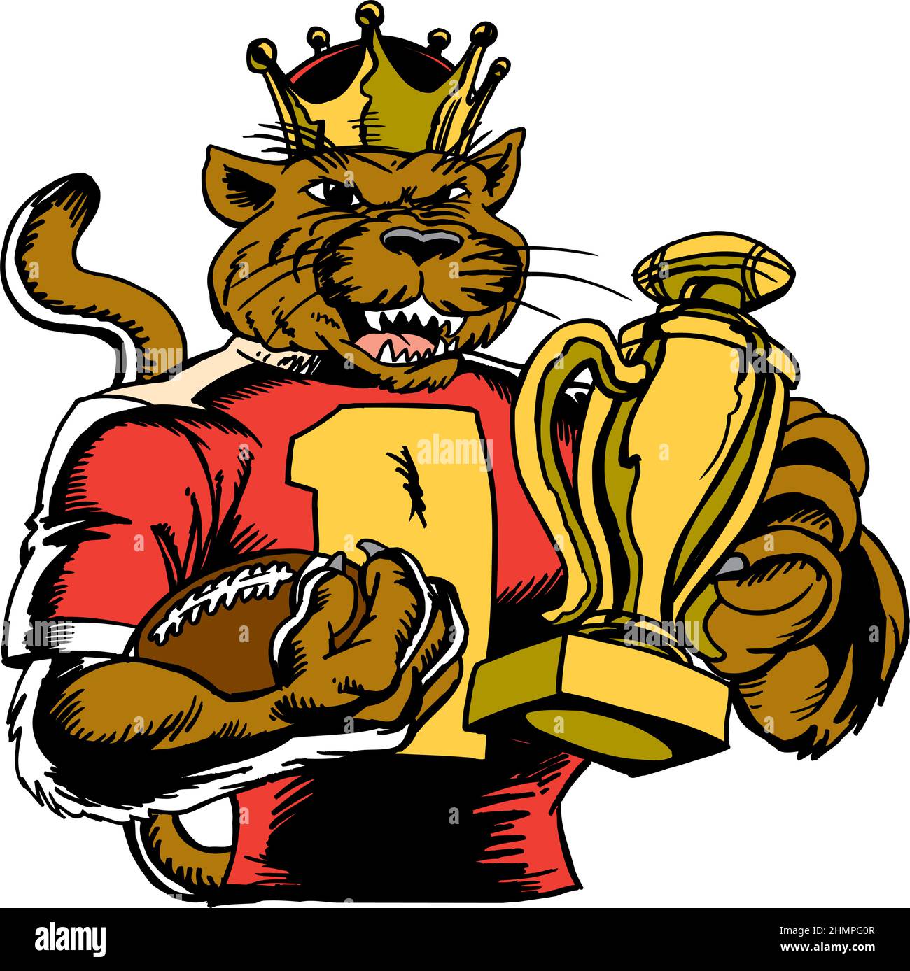 Cat Mascot Football Trophy Vector Illustration Stock Vector Image & Art ...