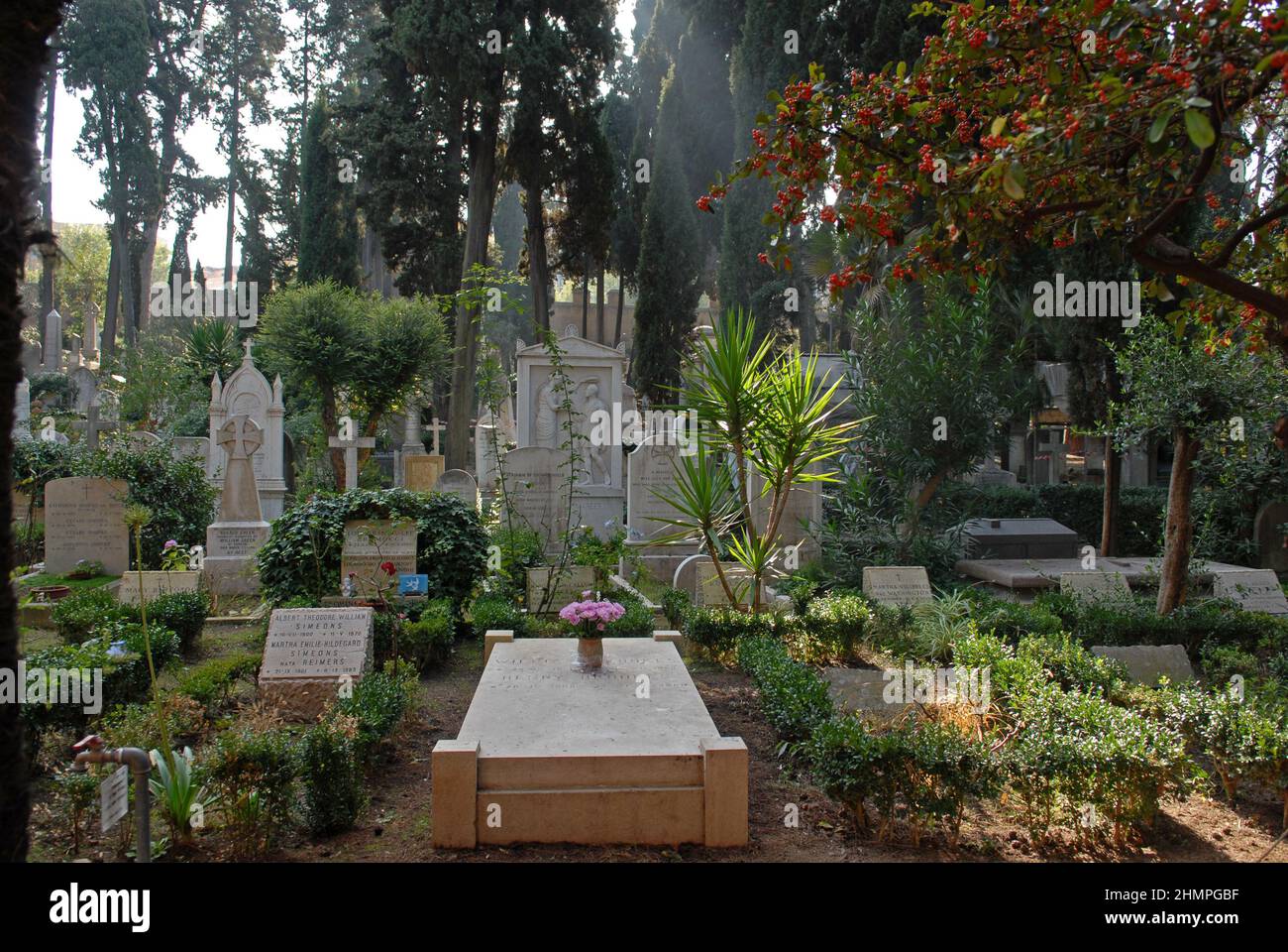 Rome, Italy 29/10/2007: Acatholic cemetery in the Testaccio ...