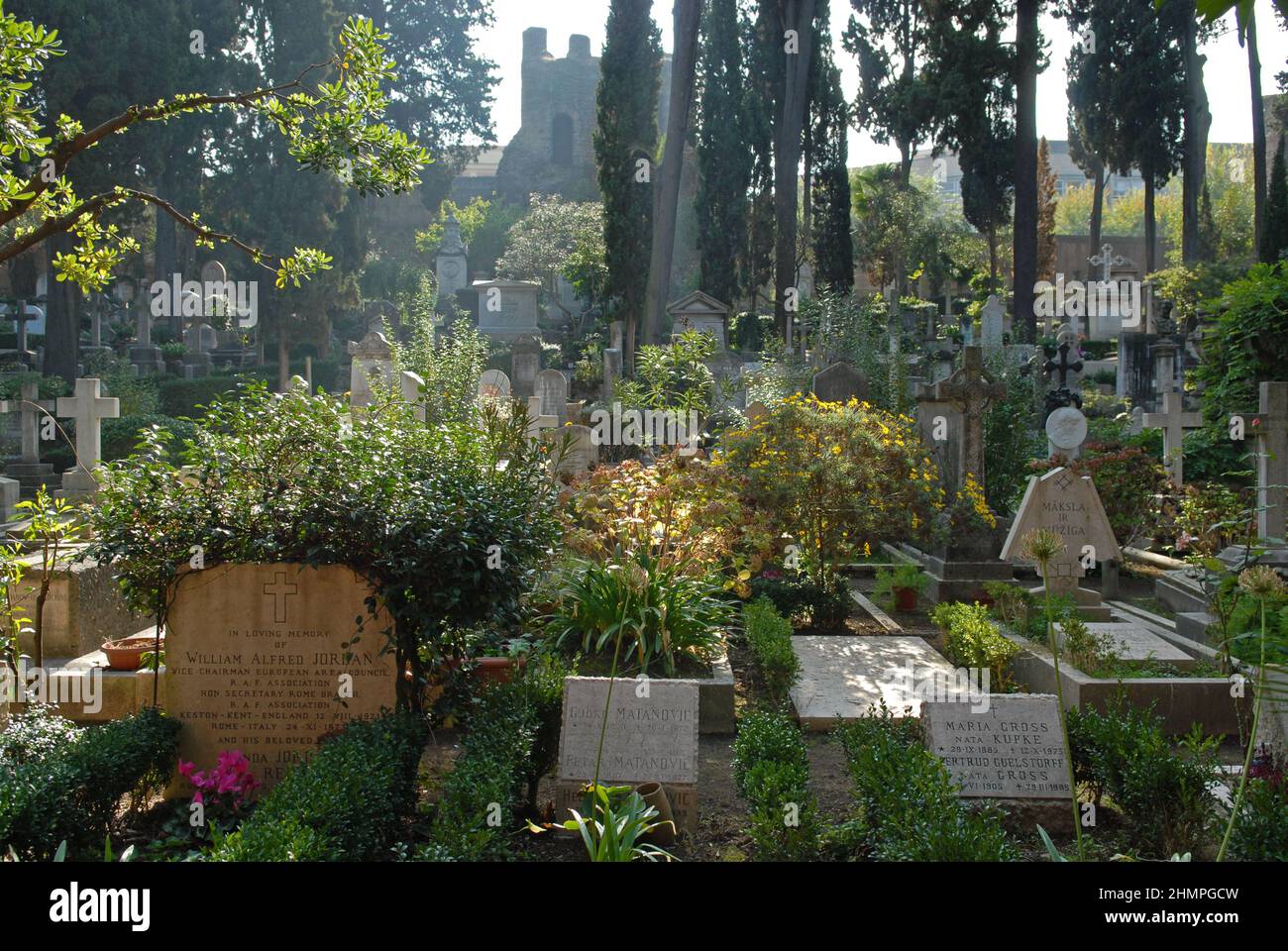 Rome, Italy 29/10/2007: Acatholic cemetery in the Testaccio ...