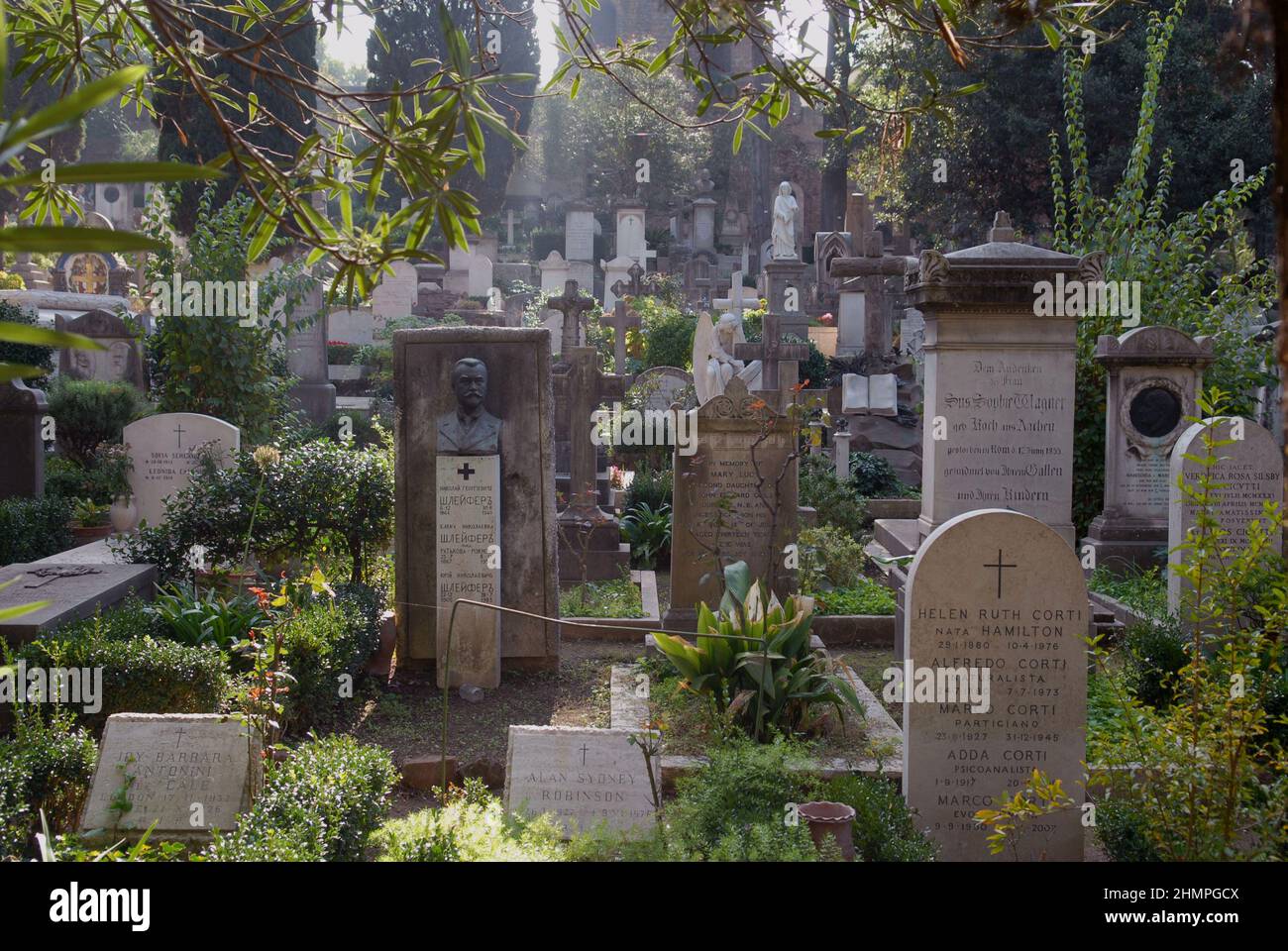Rome, Italy 29/10/2007: Acatholic cemetery in the Testaccio ...