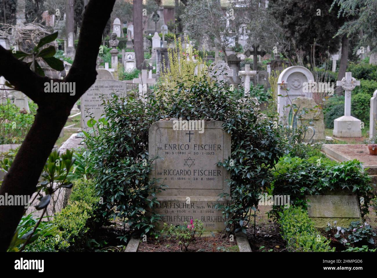 Rome, Italy 26/03/2008: Acatholic cemetery in the Testaccio ...