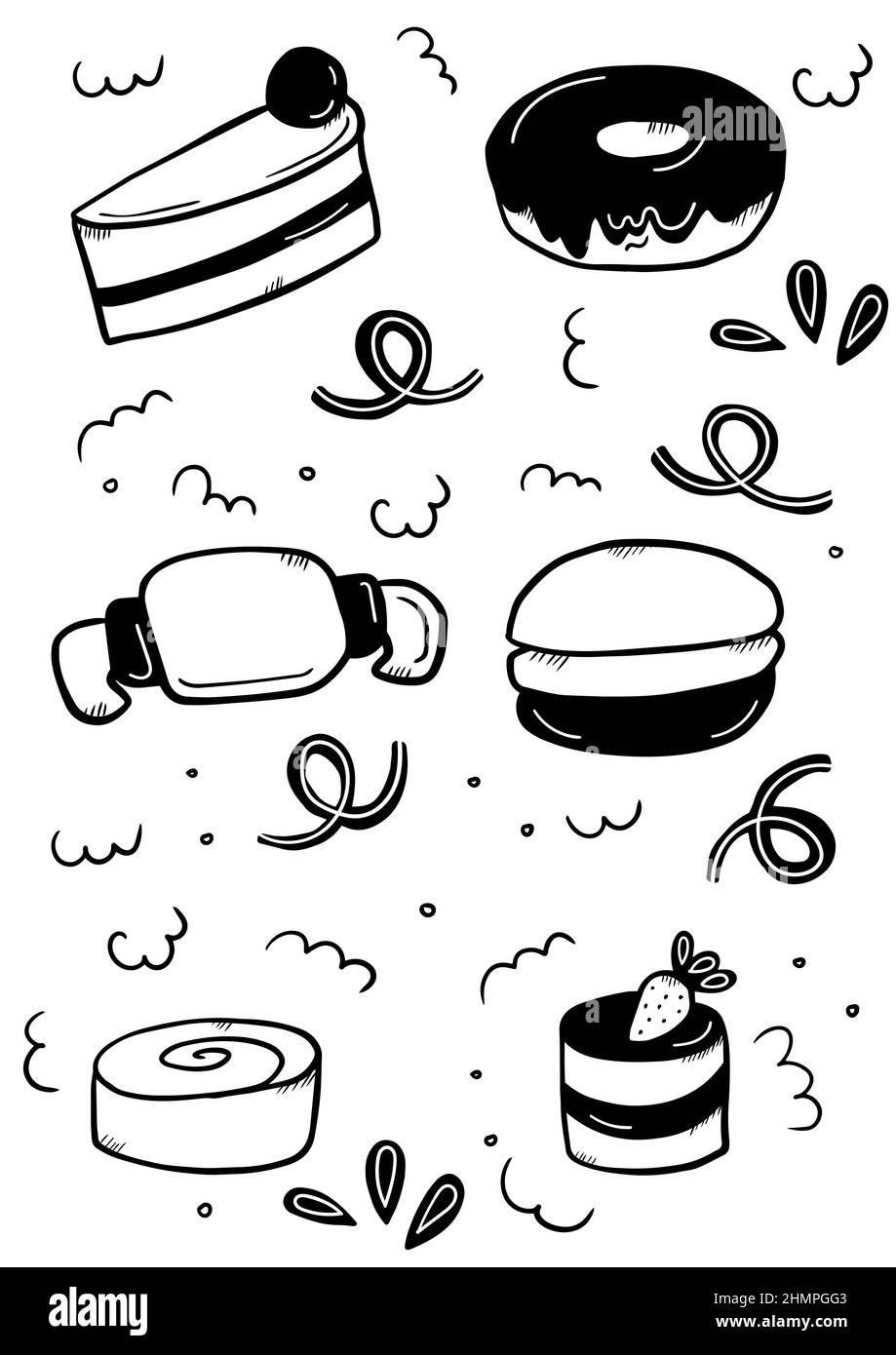 Outline black sketch croissant Stock Vector Images - Alamy