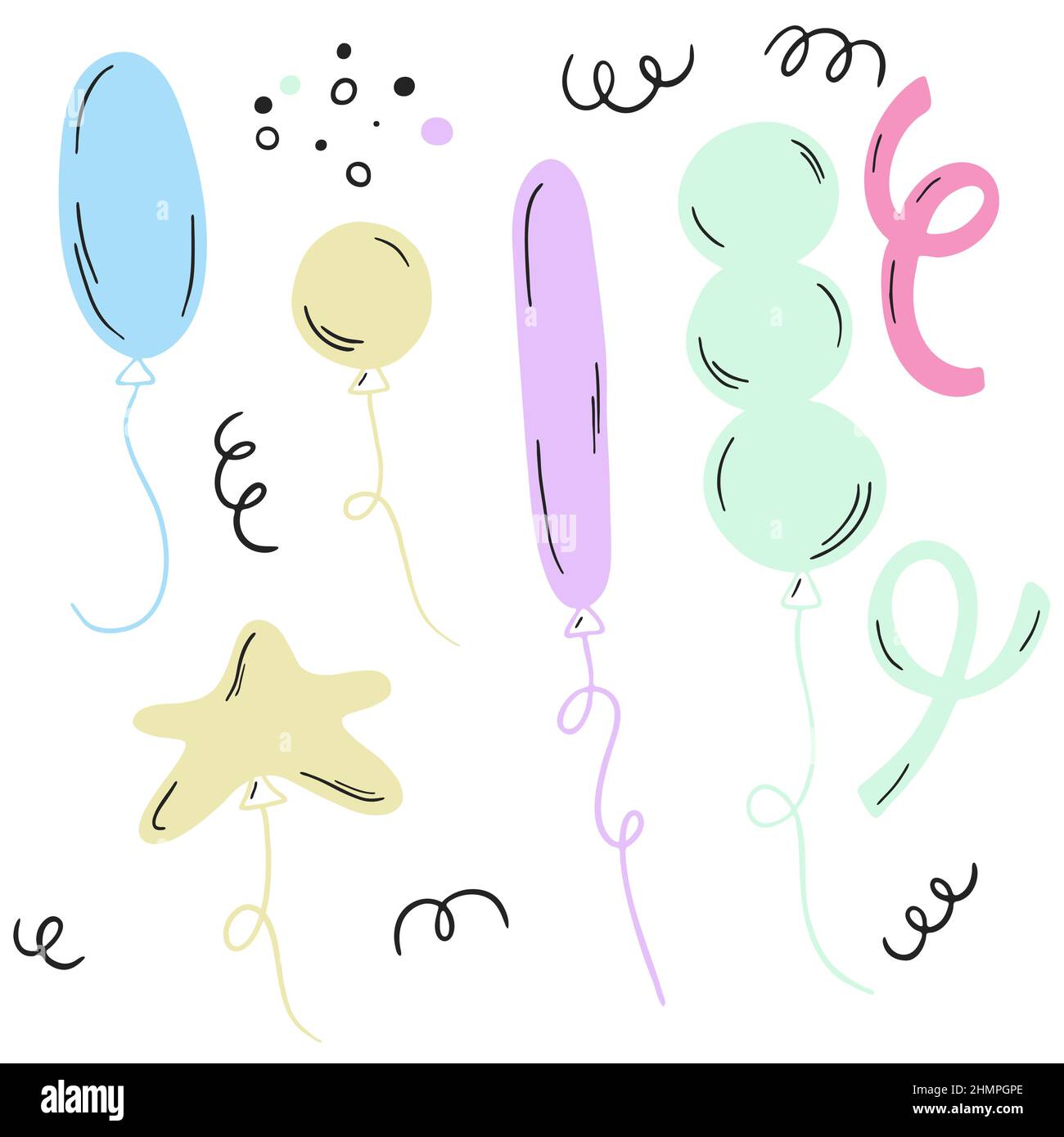 Doodle outline helium balloon Cut Out Stock Images & Pictures - Alamy