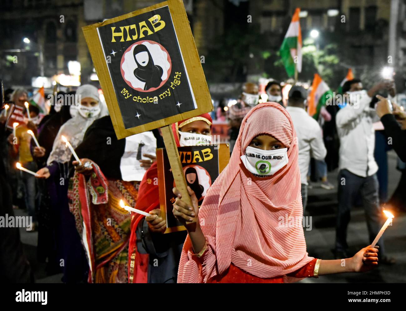 Kolkata, West Bengal, India. 11th Feb, 2022. Muslim women and children ...