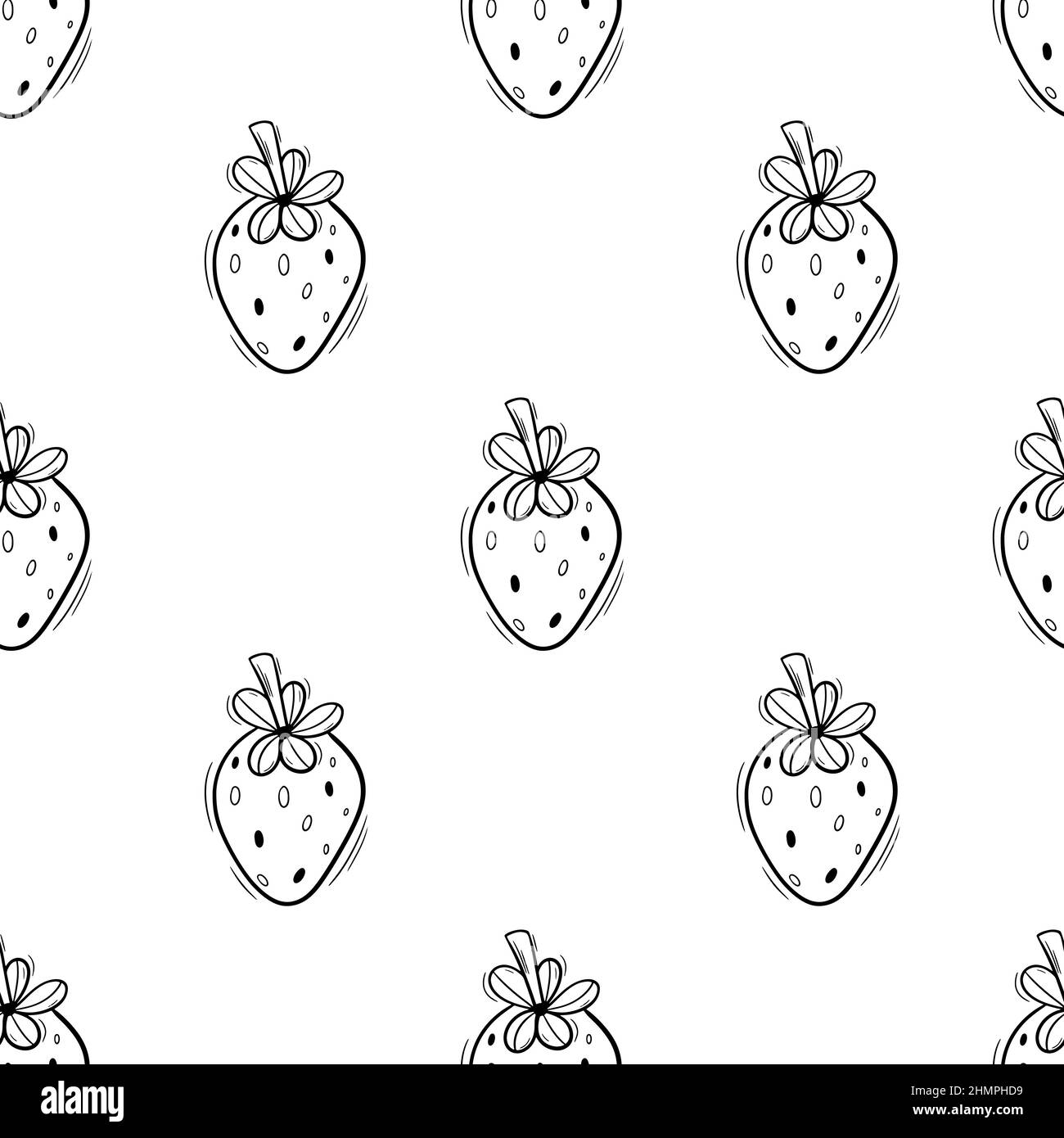 Cartoon strawberry pattern Black and White Stock Photos & Images - Alamy