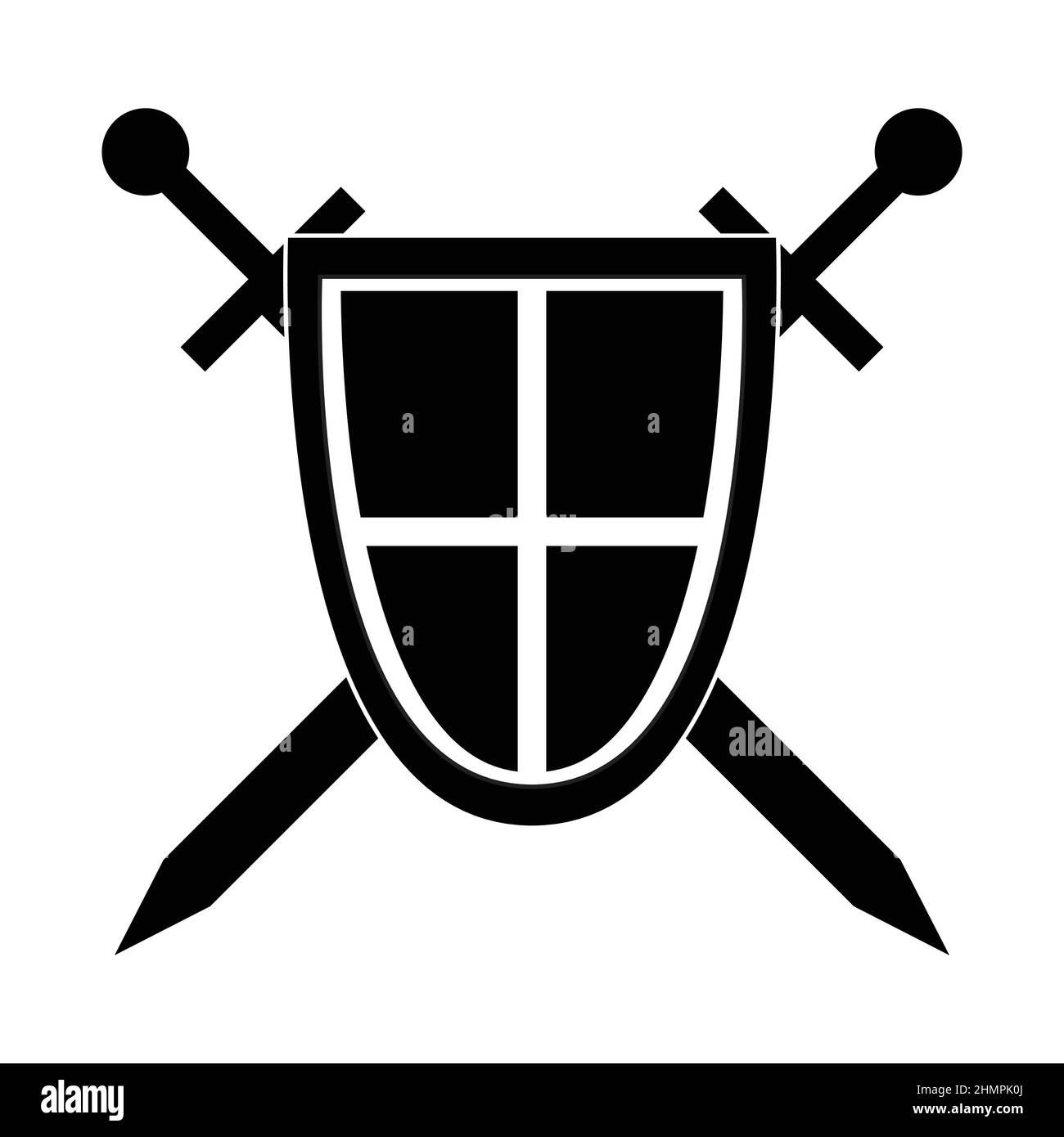 Checkered shield with 2 swords black icon Stock Vector Image & Art - Alamy
