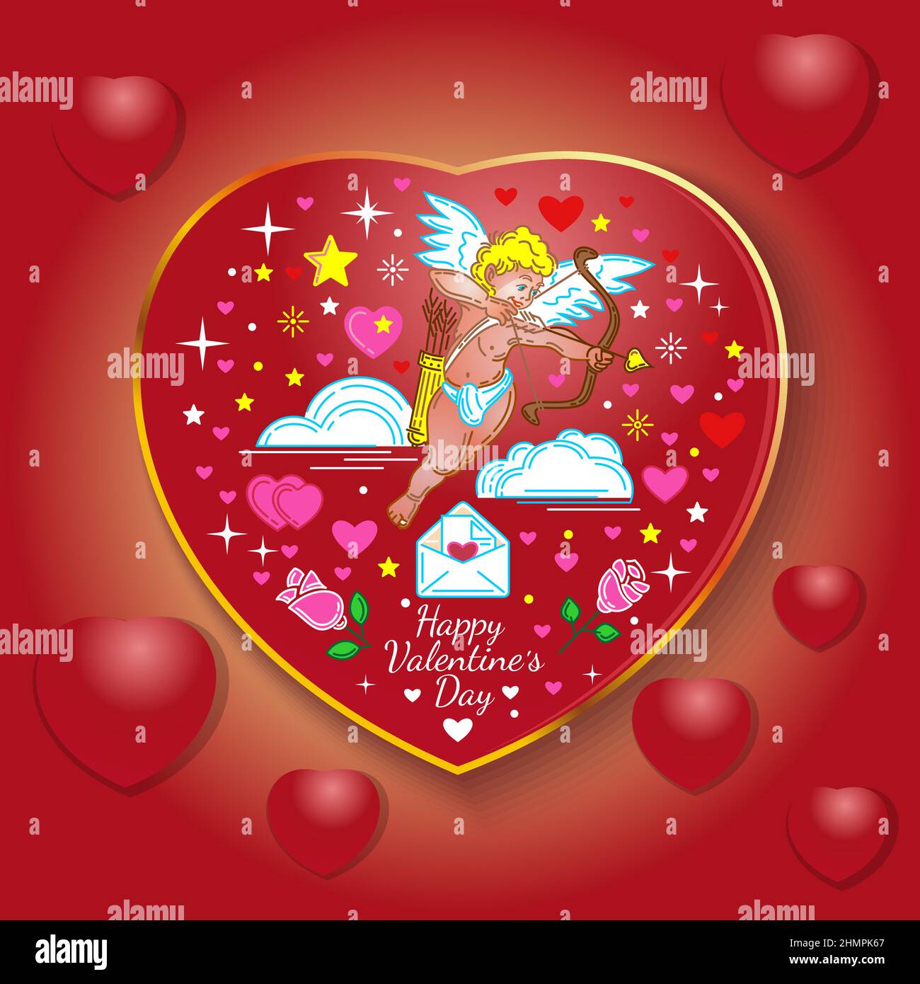 Cupid bow and arrow valentine card hi-res stock photography and images ...