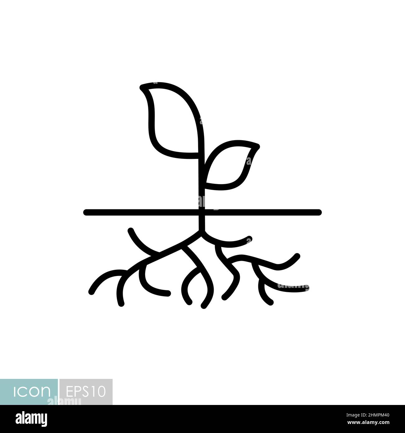 Young green plant with strong roots visible vector icon. Graph symbol ...