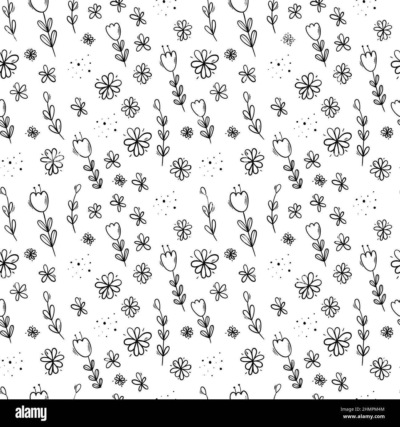 Outline black doodle flowers Cut Out Stock Images & Pictures - Alamy