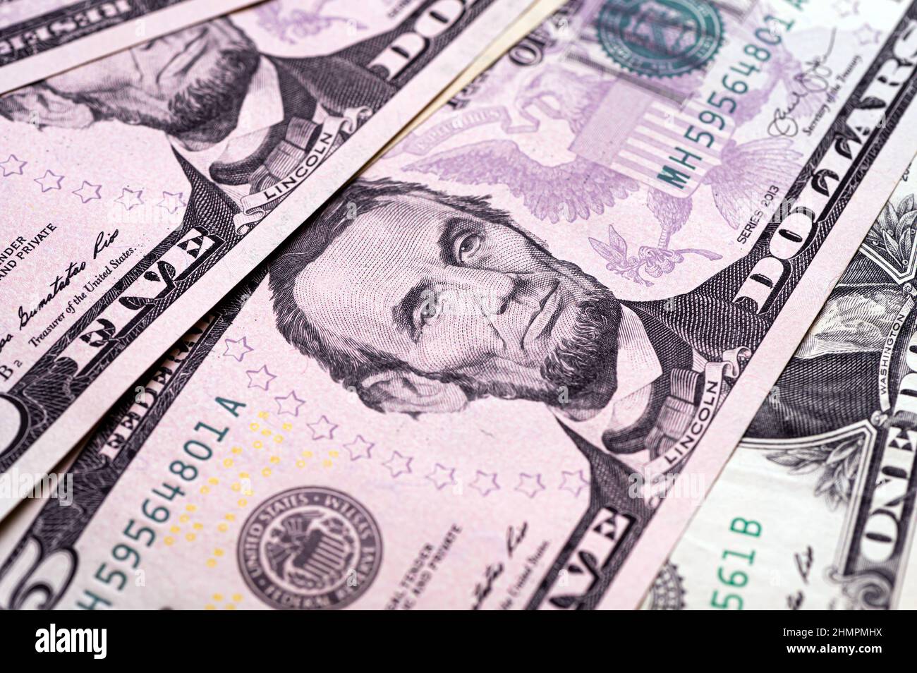 Close-up of American dollar banknote texture, monetary, business and ...