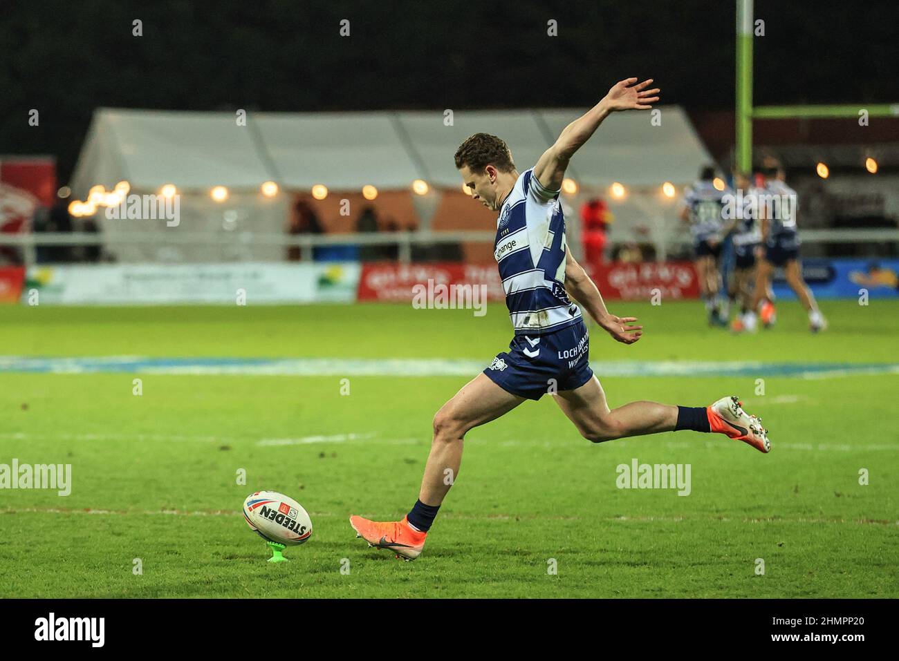Jai Field #23 of Wigan Warriors converts for a goal Stock Photo - Alamy