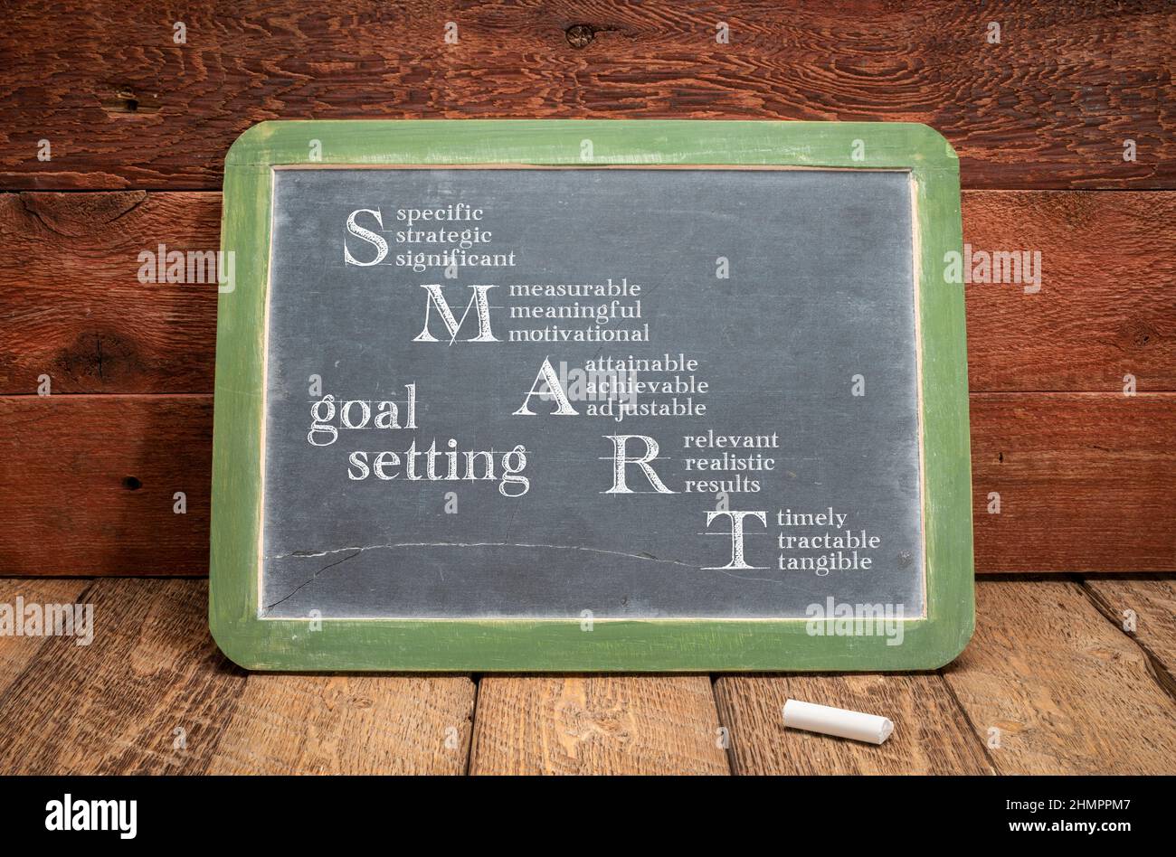 smart goal setting concept - white chalk text on a vintage slate ...