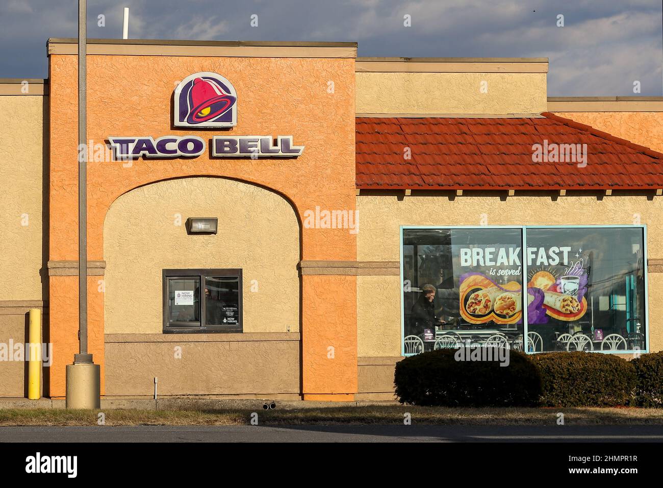 View of a Taco Bell restaurant sign and logo.Exterior views, signs, and ...