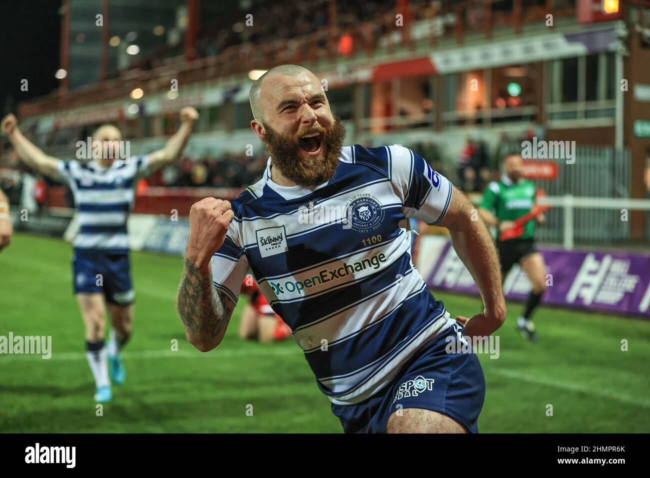 Jake Bibby 2 #of Wigan Warriors celebrates his try Stock Photo - Alamy