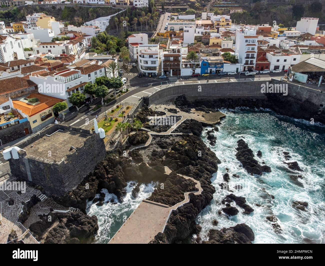 Garachico, Tenerife, Spain, 20 December 2021. Aerial view on oldest ...