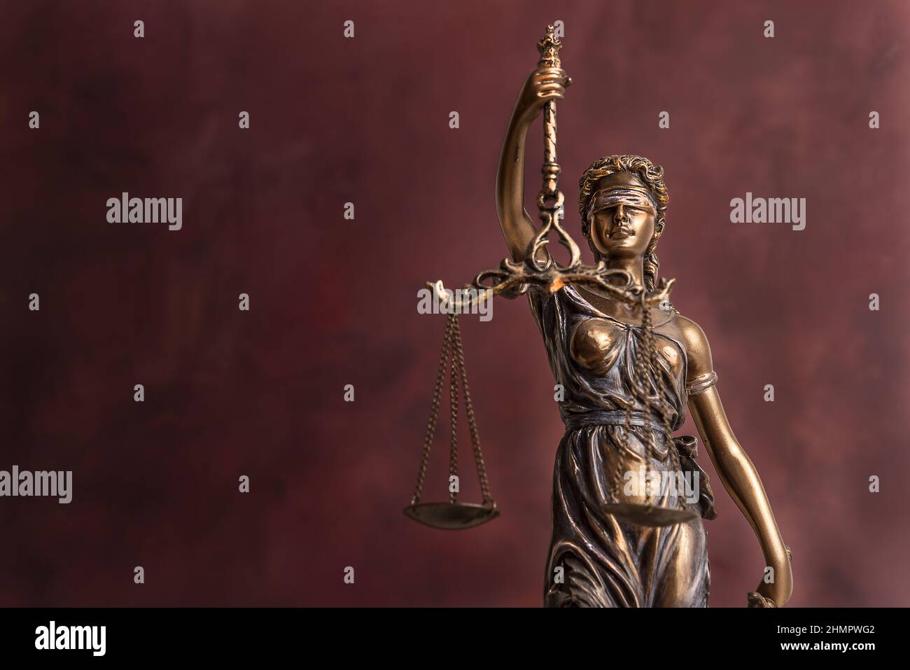 Law and judgment concept. Figure of Lady Justice in notary office close ...
