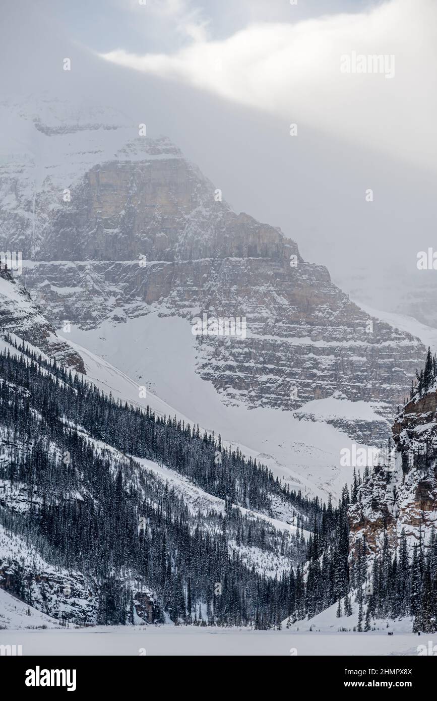 Lake Louise in Banff Park in winter time, Alberta, Canada Stock Photo ...