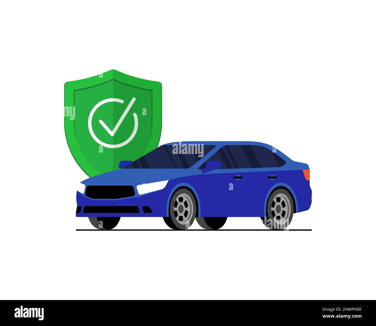 Car insurance or security banner concept. Check mark on green shield ...