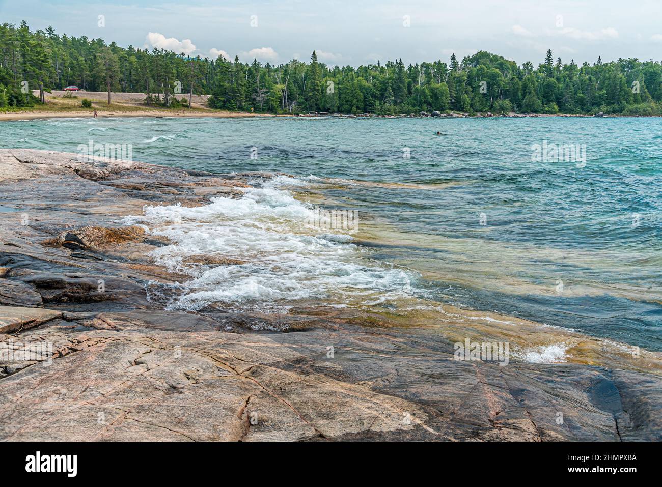 Surf at rocky promontory in Superior Lake Park. Canada Stock Photo - Alamy
