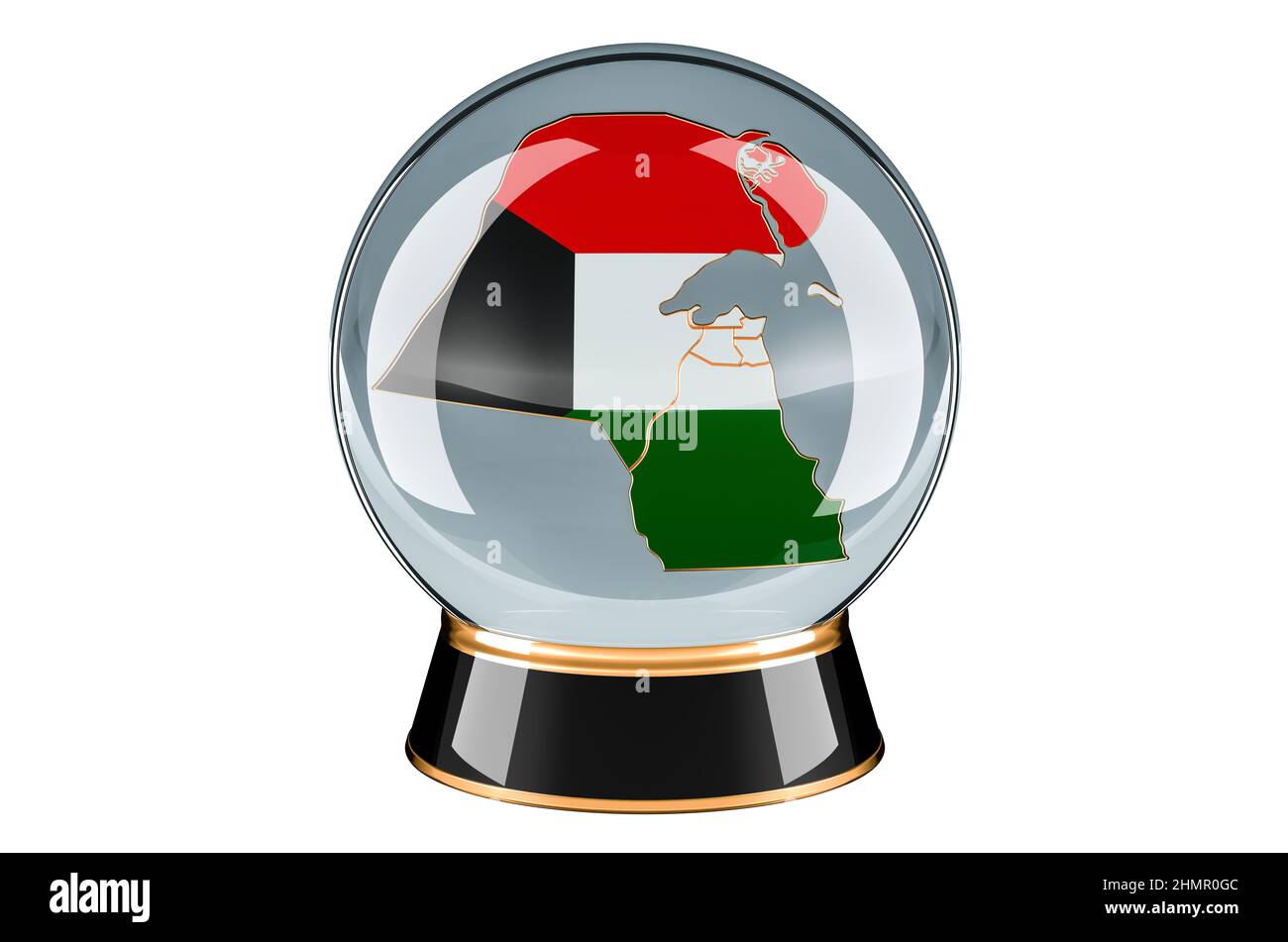 Crystal ball with Kuwaiti map. Forecasting and prediction for Kuwait ...