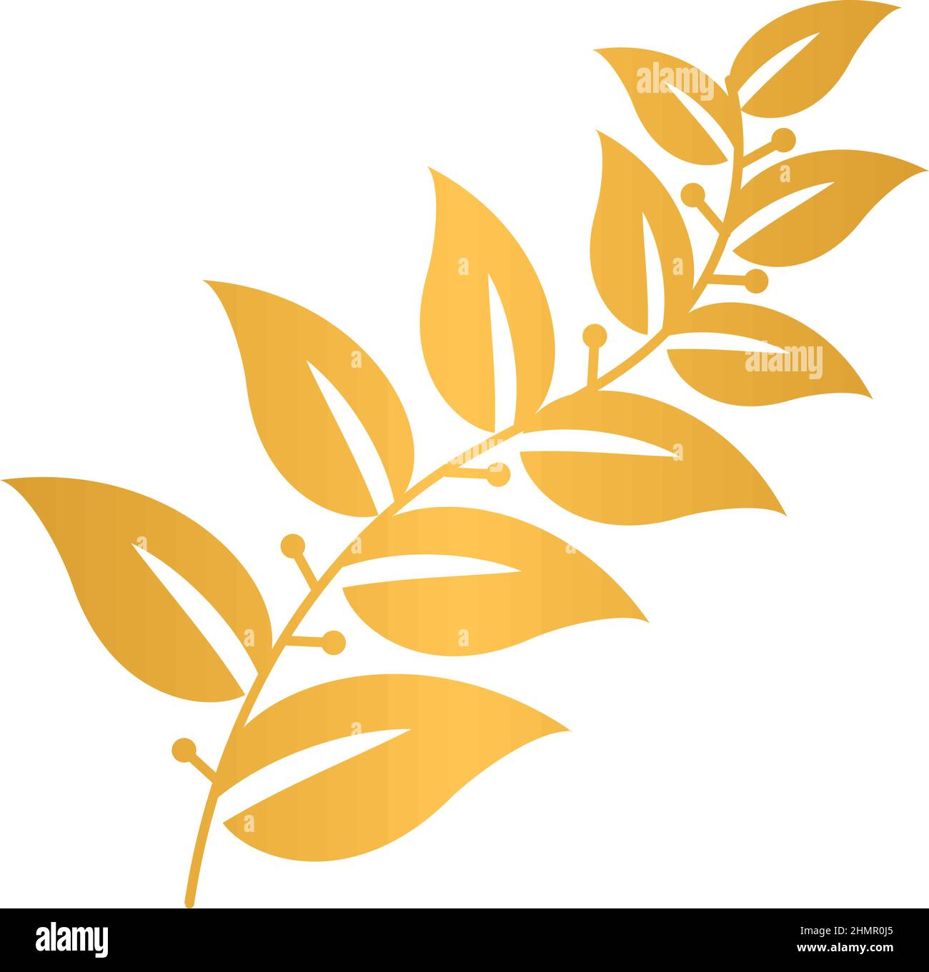 golden branch with leaves on white background Stock Vector Image & Art ...