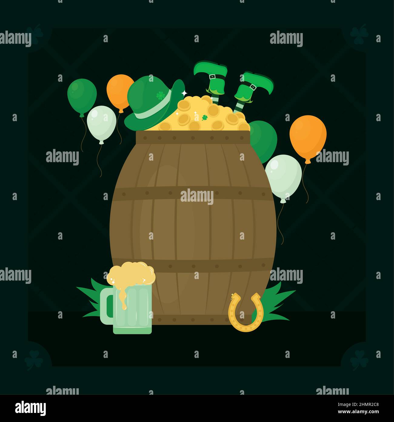 colorful saint patrick design with barrel with related icons Stock ...