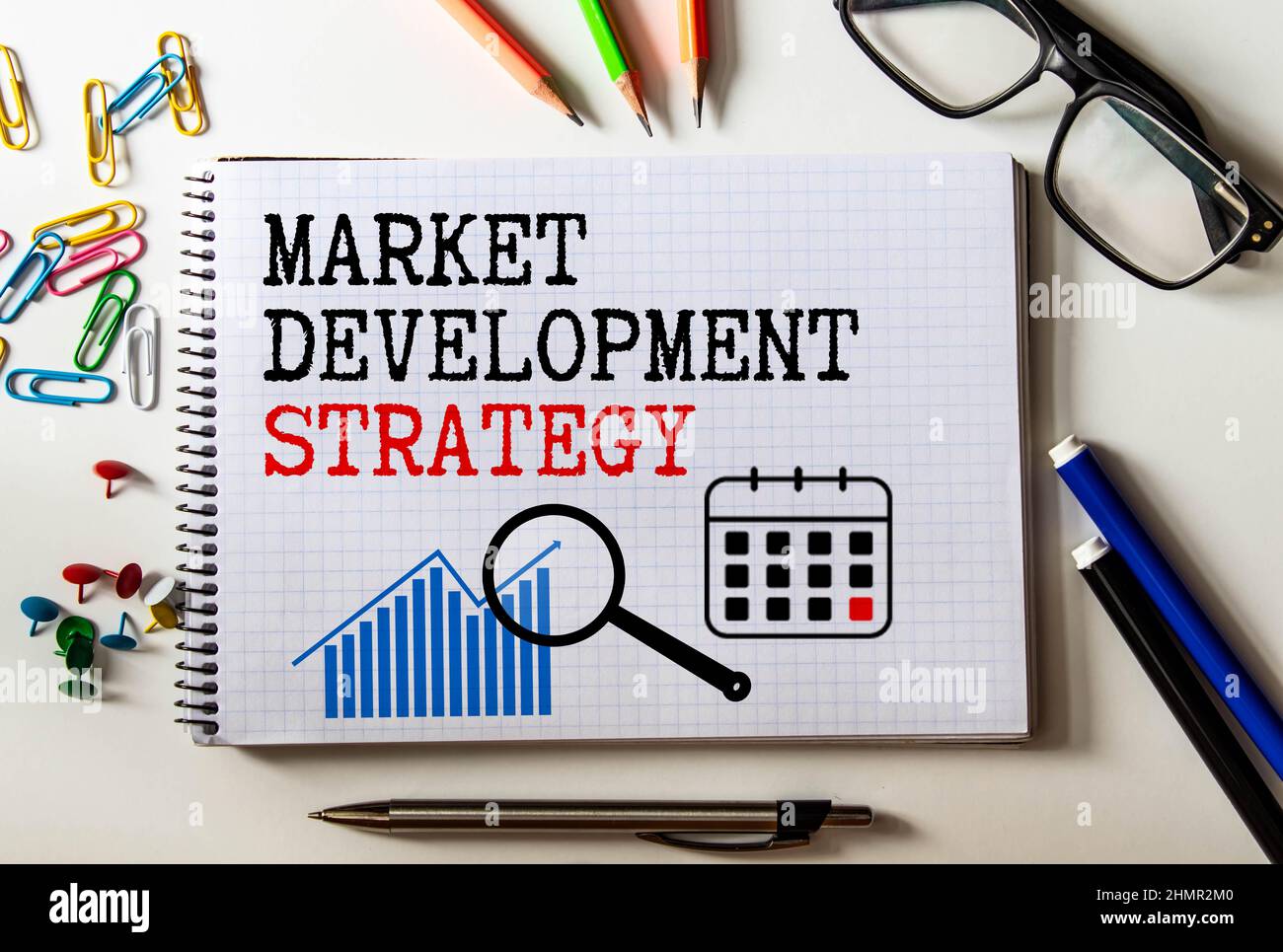 Market demands. A text label in the planning notebook. Market analysis ...