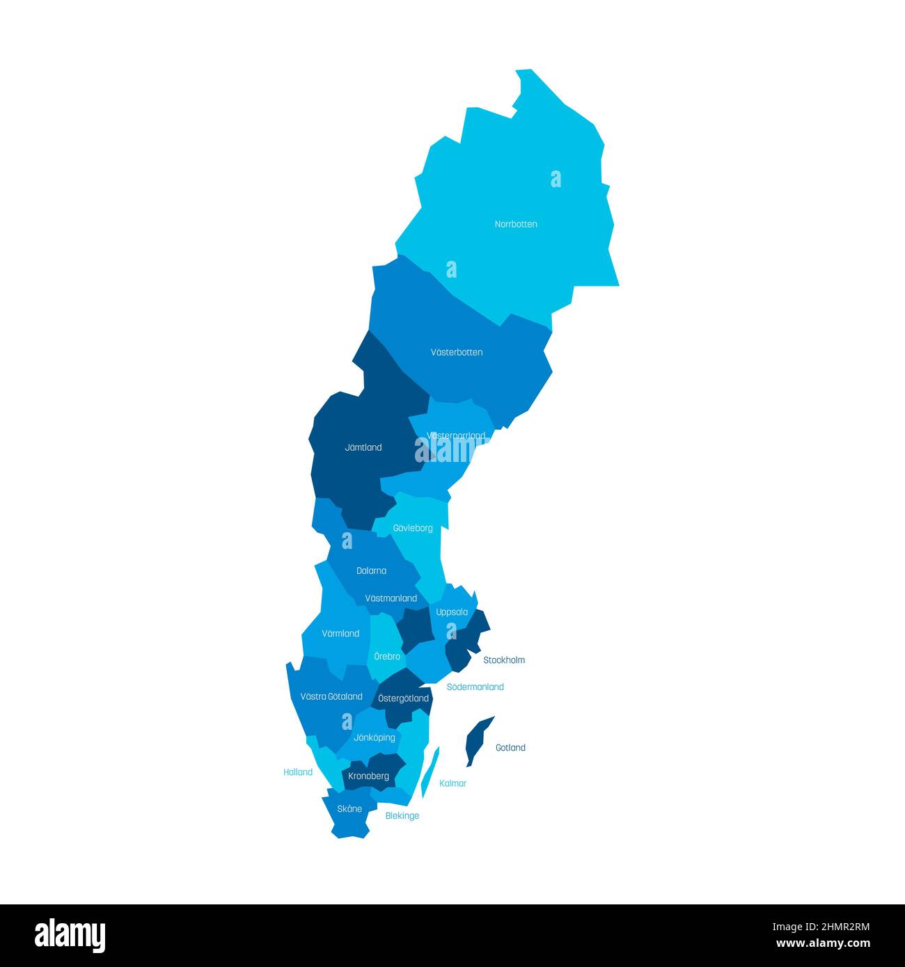 Sweden - administrative map of counties Stock Vector Image & Art - Alamy