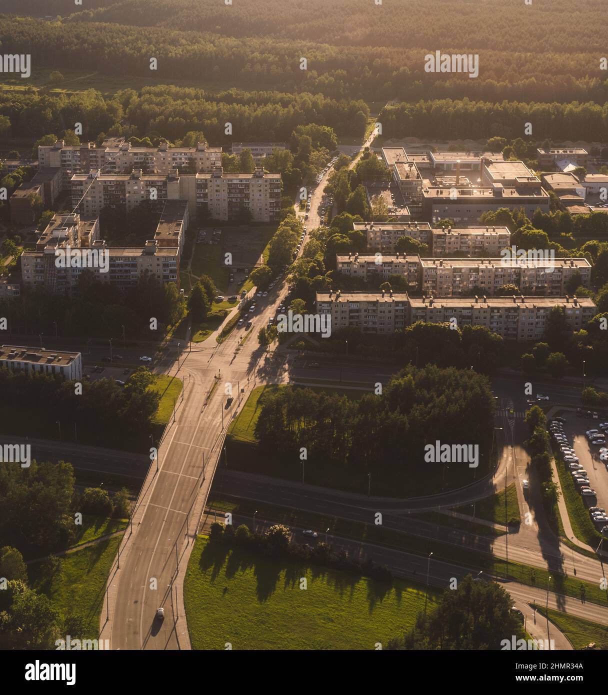Aerial view of a city with large streets Stock Photo - Alamy