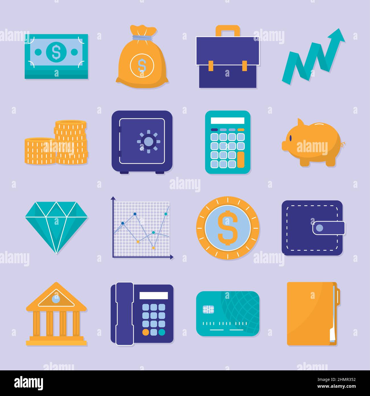 financial icon set on purple background Stock Vector Image & Art - Alamy