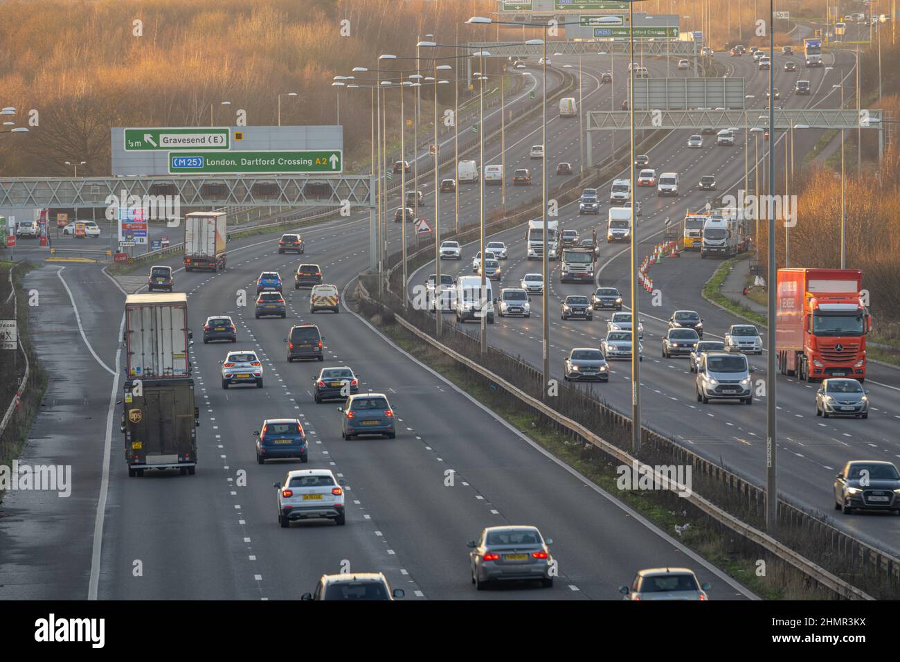 The A2 looking towards London from a bridge on Thong Lane near ...