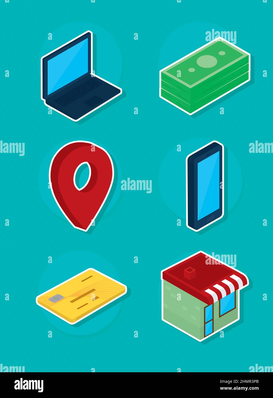 ecommerce icon set on blue background Stock Vector Image & Art - Alamy